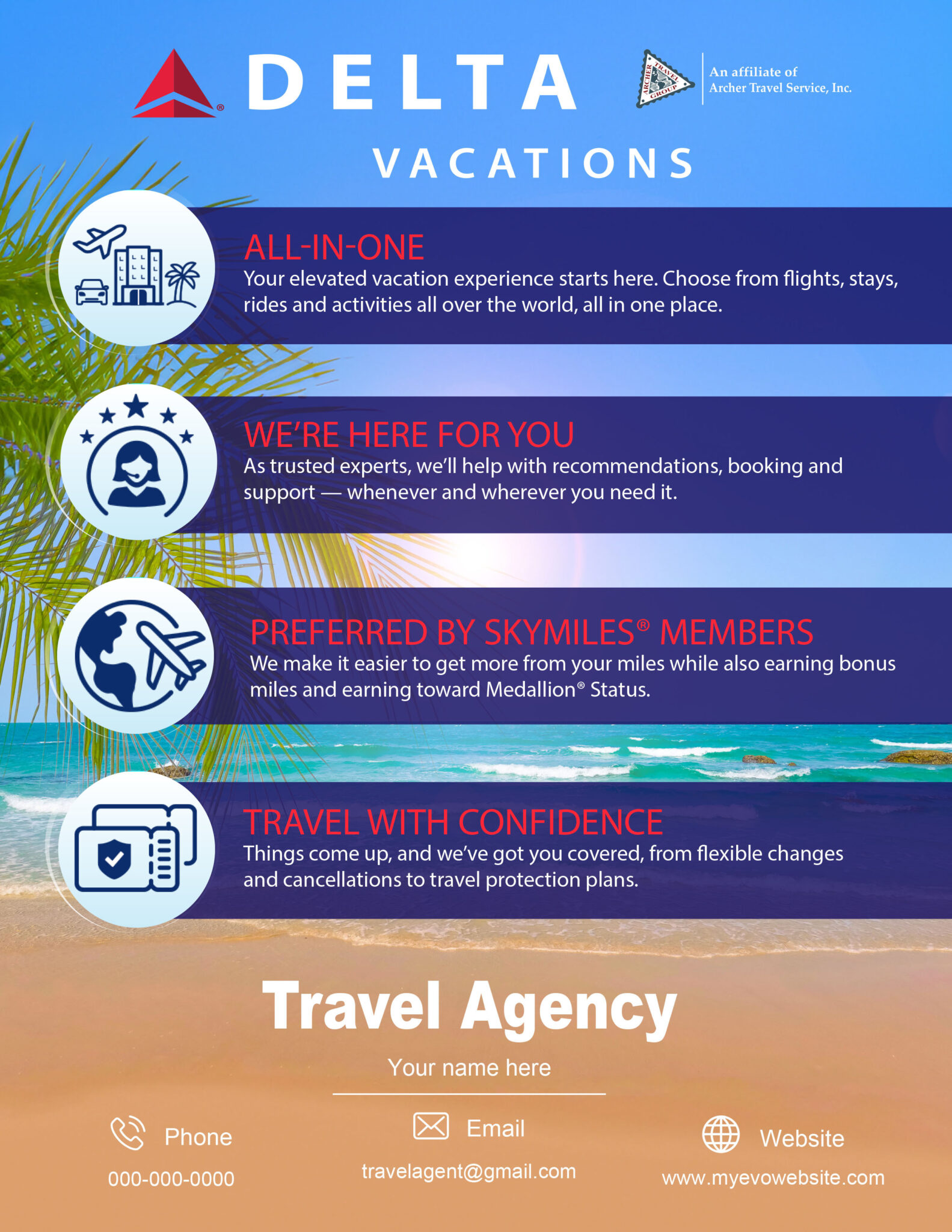 Delta Vacations Flyer - (All In One) - Archer | Evolution Travel Shop